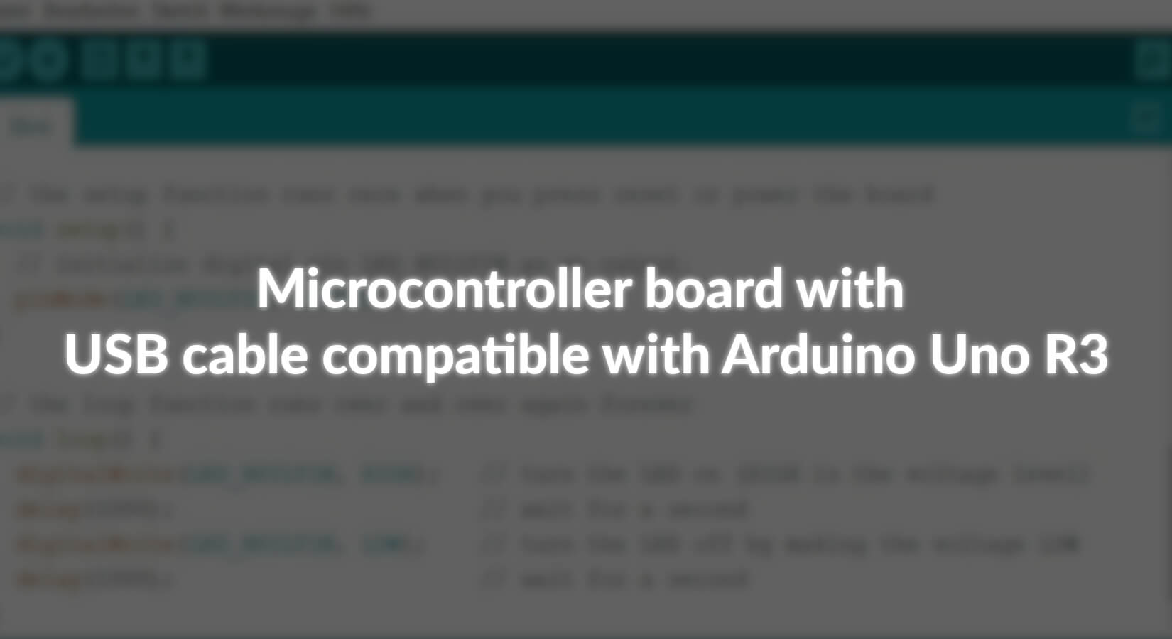 Microcontroller board with USB cable compatible with Arduino Uno R3