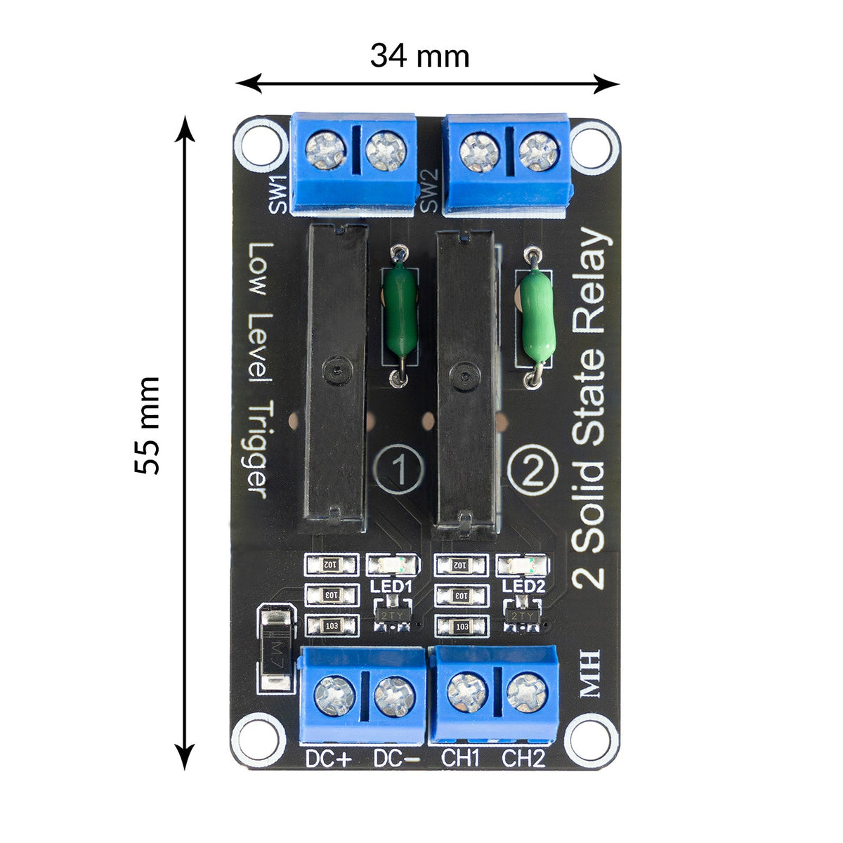 2 Channel Solid State Relay 5V DC compatible with Arduino and Raspberry