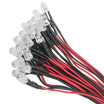 20 pieces 5mm LEDs with 20cm cable DC 12V ready wired + 5mm LED ...