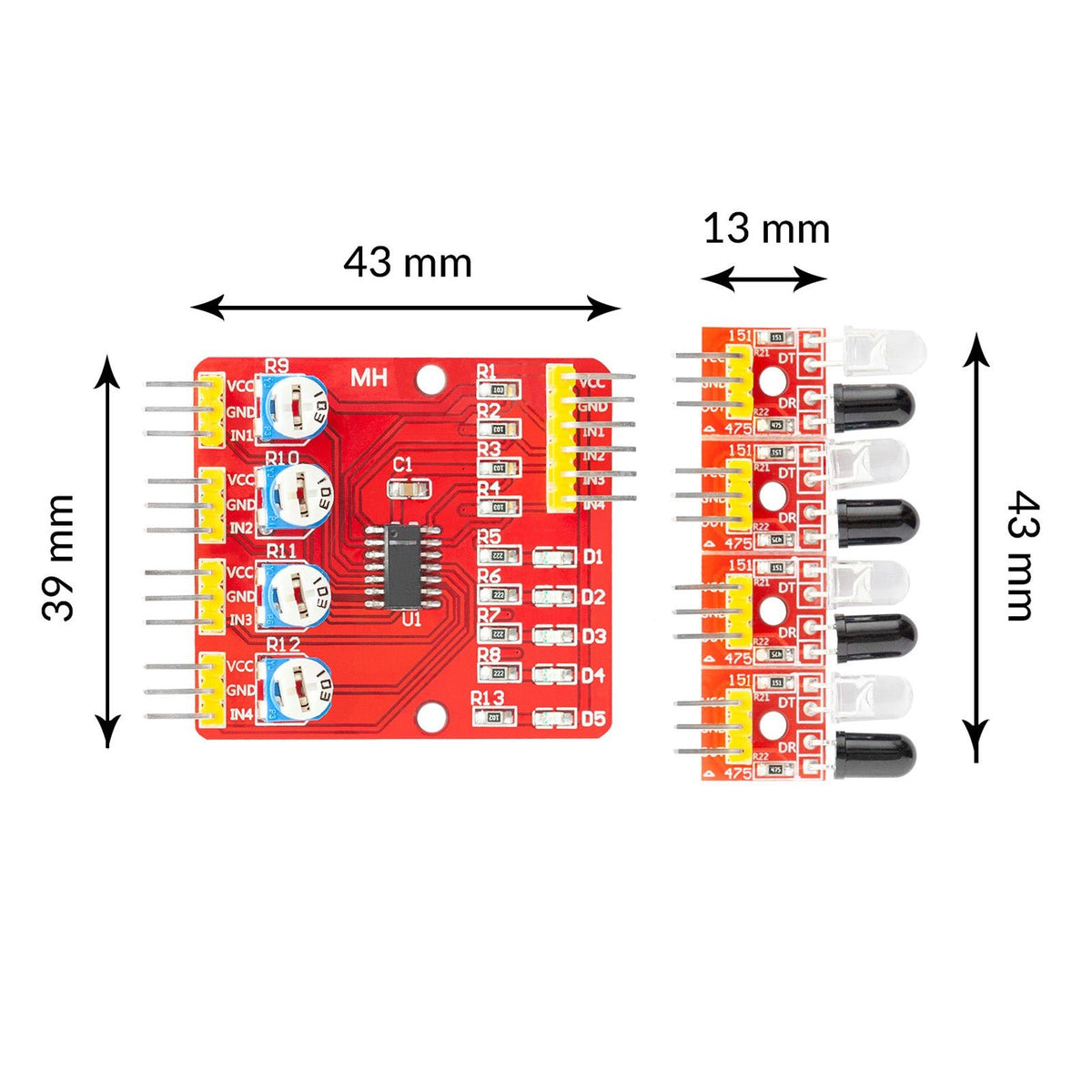4-channel infrared lines reflection Tracking-smart sensor module set ...