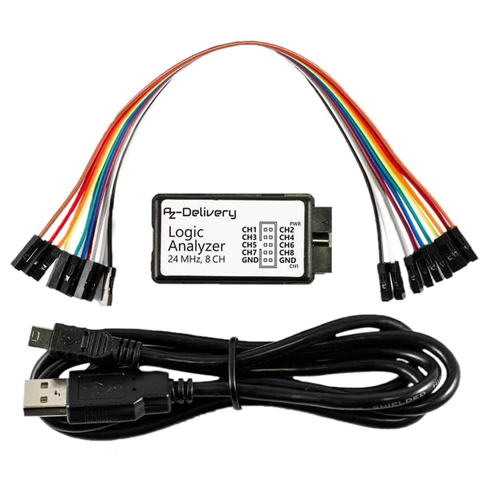 Logic Analyzer 8 CH, 24MHz mit USB-Kabel, kompatibel mit Arduino