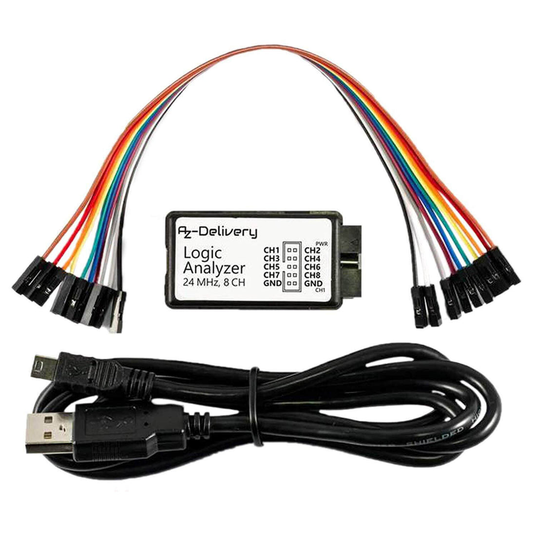 Logic Analyzer 8 CH, 24MHz mit USB-Kabel, kompatibel mit Arduino