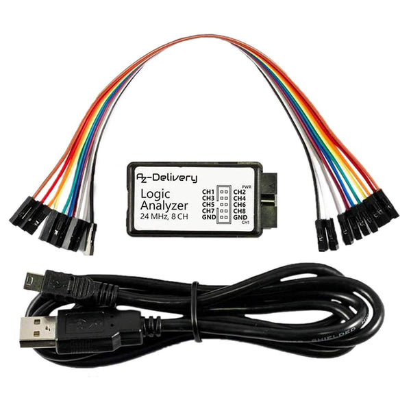 Logic Analyzer 8 CH, 24MHz mit USB-Kabel, kompatibel mit Arduino