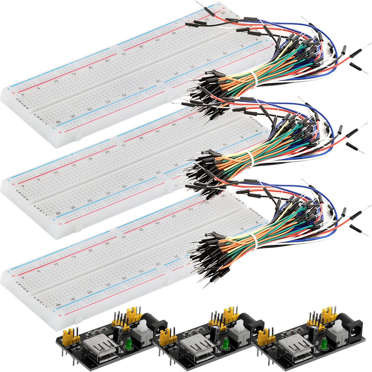 MB 102 Breadboard Kit - 830 Breadboard, Netzteil Adapter 3,3V 5V, 65St