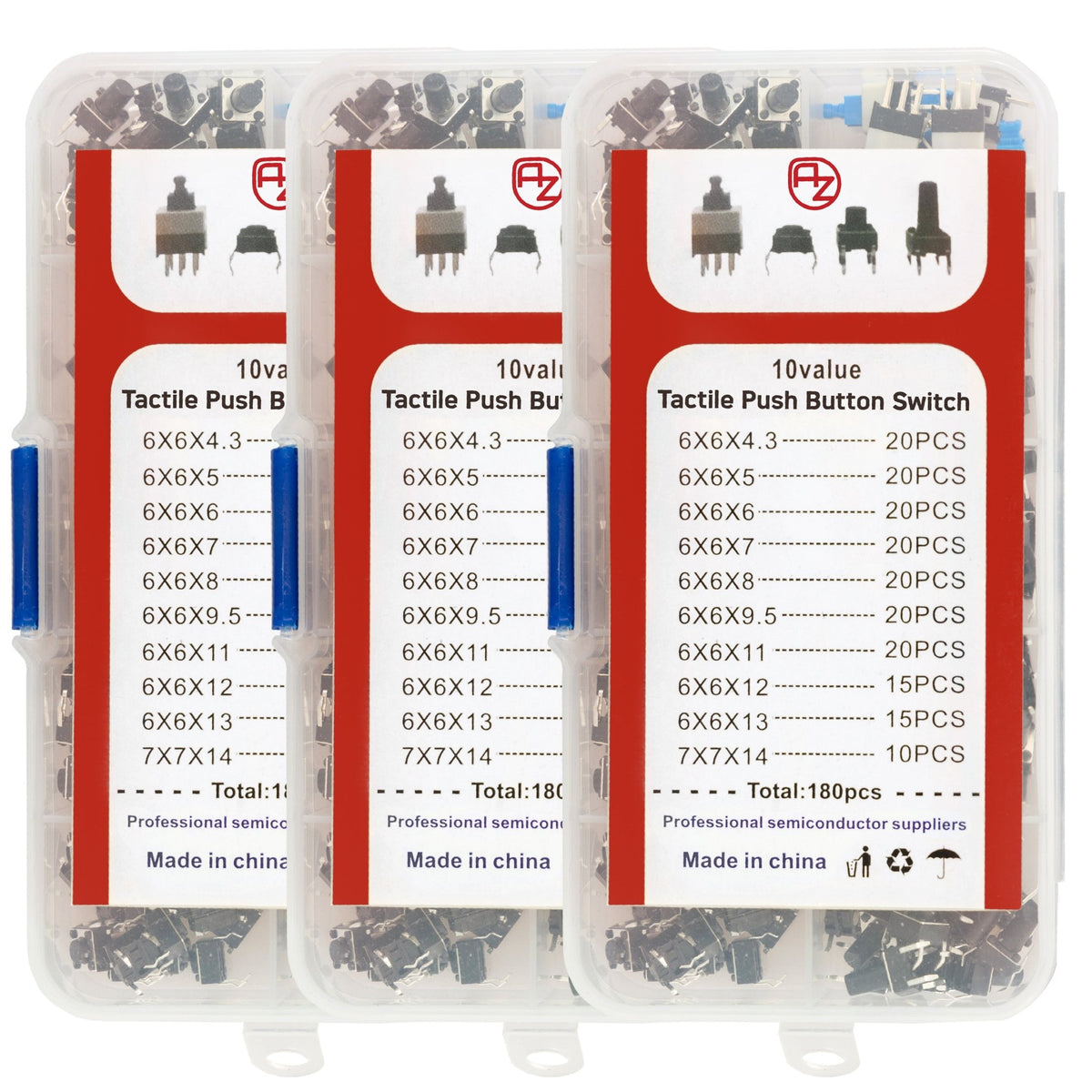 Mikroschalter Taster Set - 180 Stück, Verschiedene Größen, Vielseitige